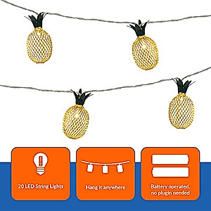20LED Solar String Lights Outdoor, 16ft Metal Pineapple Shape Solar Garden Light, Waterproof Solar Powered Hanging Light for Outdoor Garden Decoration Home Party Lamp