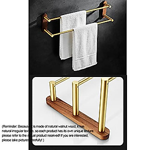 Bath Towel Bar Walnut Bathroom Towel Rail, Towel Rack, Solid Wood Multi-Layer Rack, Towel Hanging Extended Golden Three Rods Towel Holder (Color : Double Pole 48cm)