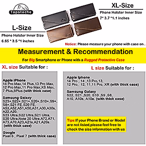 Topstache Leather Phone Holster with Belt Loop, Magnetic Closure Cell Phone Pouch Card Holder Wallet, Handmade Leather Phone holder for iPhone 14 Pro Max,(Fits Phone with Otterbox Case on)XL,Darkbrown