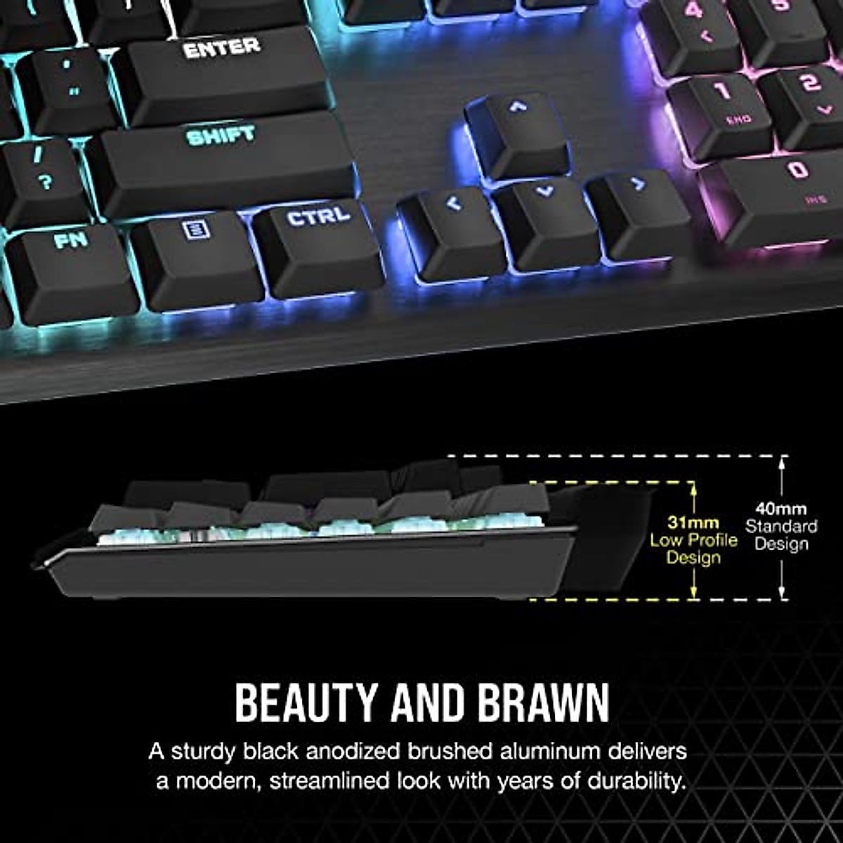 Corsair K60 RGB Pro Low Profile Mechanical Gaming Keyboard - CHERRY MX SPEED Mechanical Keyswitches – Slim and Streamlined Durable Aluminum Frame - Customizable Per-Key RGB Backlighting