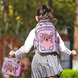 Lunch Box Kids Lunch Box for Boys and Girls Kids Cute Bear Lunch Bag With Water Bottle Holder Girls Lunch Box Insulated Lunch Bag Bento Lunch Box For Kids