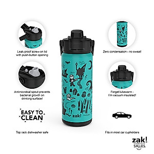 zak! Beacon Insulated Bottle, Disney The Nightmare Before Christmas - 20 oz - Durable Stainless Steel - Double-Wall Vacuum Insulation, Silicone Spout &Leak-Proof Lid - Dishwasher Safe