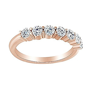 AFFY Round Shape White Diamond Engagement Wedding Ring in 14K Solid Rose Gold (0.75 Cttw),Ring Size-9