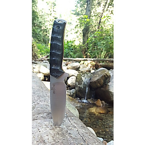 JEO-TEC Nº21 Bushcraft Survival Hunting Tactical Knife - BOHLER N690C Stainless Steel, Multi-positioned Leather Sheath, Sharpener Stone & Firesteel included - Handmade