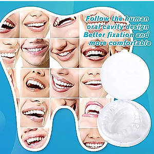 Fake Teeth,2 Pairs Veneers Dentures Socket for Women and Men,Dental Veneers for Temporary Tooth Repair Upper and Lower Jaw,Protect Your Teeth and Regain Confident Smile,Bright White