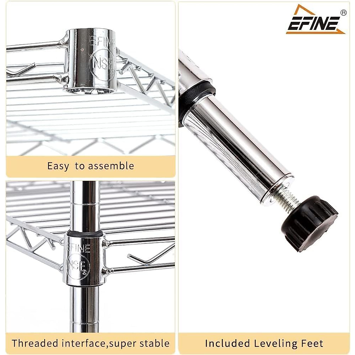 Catalina Creations Wire Shelving Rack，5-Shelf Storage Shelves, Chrome Metal Self, Heavy Duty Adjustable Steel Shelving Unit with 5-Shelf Liners for Garage, Kitchen, Office