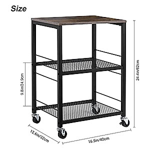 LIANTRAL 3 Tier Rolling Cart, Kitchen Carts on Wheels with Storage and Steel Frame, Multifunctional Utility Cart for Kitchen, Bathroom, Living Room, Bar, Office (16.5'' * 12.6'')