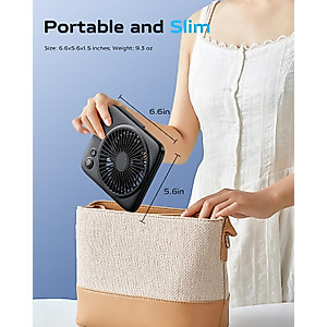 Otlonpe Desk Fan, Rechargeable Portable Fan Slim Quiet, 4000mAh Small Personal Table Fan Battery Operated 7.5-22H, Power Bank, 4 Speeds, 180° Foldable Desktop Fan for Travel Home Office Outdoor, Black