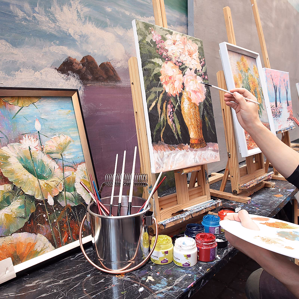 MyLifeUNIT Paint Brush Cleaner, Paint Brush Holder with Large Capacity Wash Tank and Removable Screen