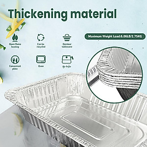 YLT WAX 9x13 Disposable Aluminum Foil Pans With Transparent Lids (10 Pack),Durable Half Size Deep Extra Heavy Duty Disposable Foil Pans For Baking, Cooking, Roasting, Heating or Steam Table