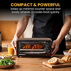 Elite Gourmet ETO236 Personal 2 Slice Countertop Toaster Oven with 15 Minute Timer Includes Pan and Wire Rack, Bake, Broil, Toast, Black