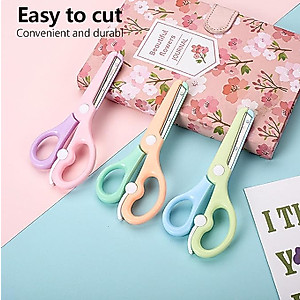 ANJOBIBI,Safety Scissors FOR KIDS 3-Pack, Training Craft Scissors,Ergonomic Handle Perfect for Paper Cutting, (PINK+ORANGE+BLUE)