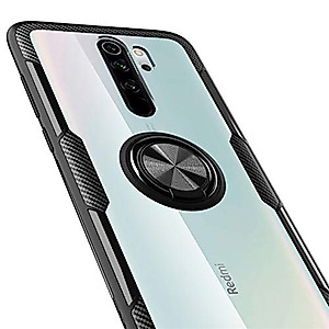 Redmi Note 8 Pro Case,360° Rotating Ring Kickstand Protective Case,Silicone Soft TPU Shockproof Protection Thin Cover Compatible with[Magnetic Car Mount] for Xiaomi Redmi Note 8 Pro (Navy/Silver)