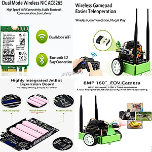 JetBot AI Kit Based on Jetson Nano to Build Smart AI-Based Robot JetBot with Front Camera Eye and ROS Nodes Code Dual Mode Wireless WiFi Bluetooth Facial Recognition Object Tracking etc @XYGStudy