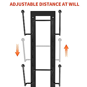 8 Layers of Adjustable Pot Lid Organizer Rack for Cabinet Door/Wall，2Pack Lid Organizer Pots and Pans Holder for Kitchen Storage with No Drilling Adhesive (Black)