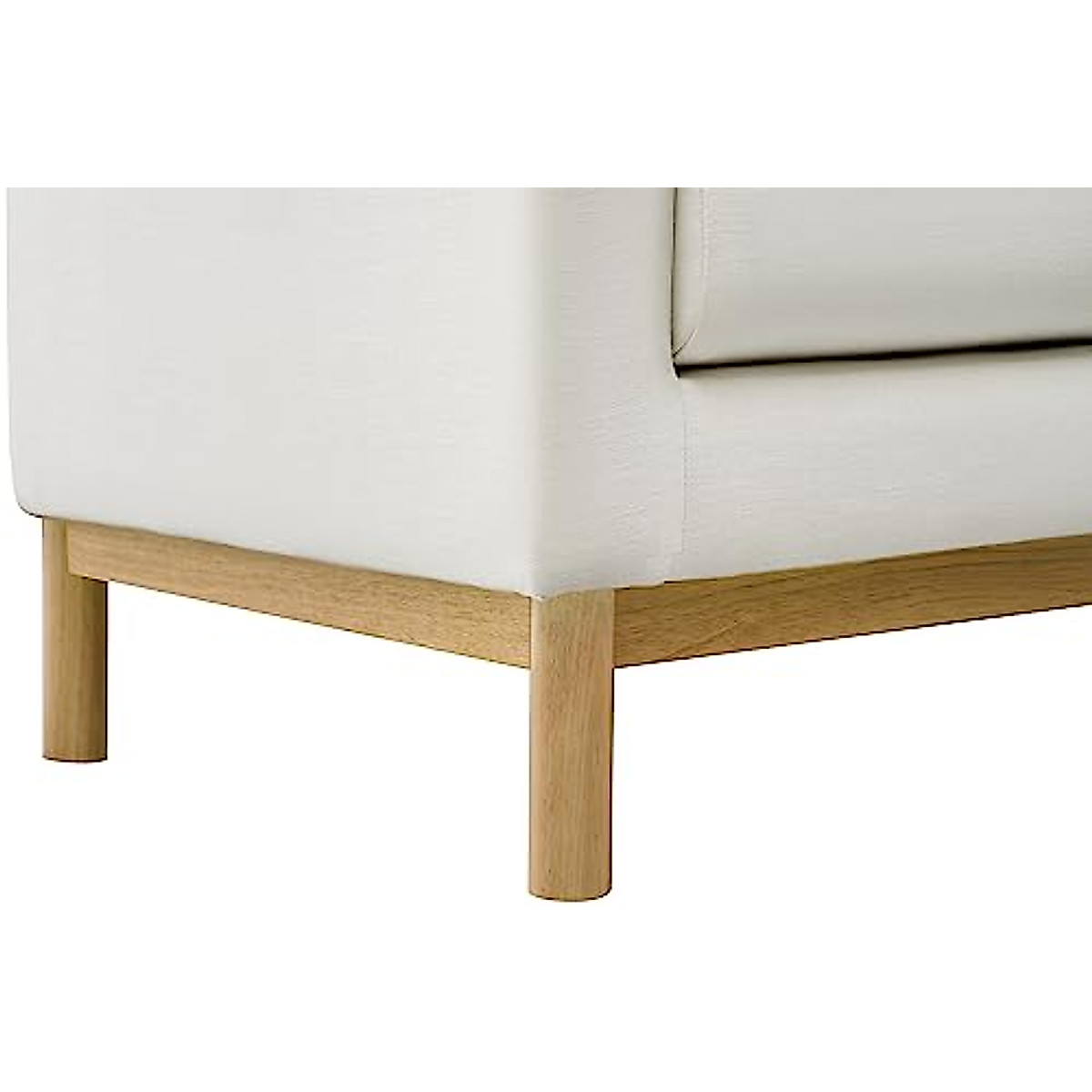 Meridian Furniture 157Cream-L Langham Collection Mid-Century Modern Linen Textured Fabric Upholstered Loveseat, Cream Linen Textured Fabric, Natural Finish Wood Base, 66" W x 33.5" D x 33" H, Cream