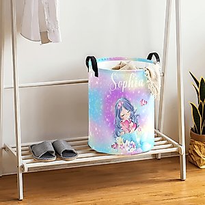 Custom Laundry Basket Name Pattern Laundry Basket Personalized Collapsible Laundry Hamper with Name Dirty Clothes Storage Basket with Handles (Multi38)