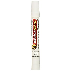 Sharpie Mean Streak Permanent Marking Stick, Bullet Tip, White, Box of 12