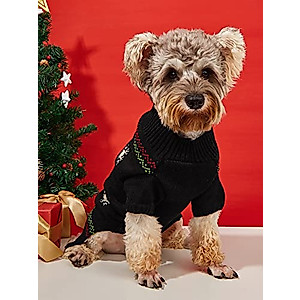 Mogoko Christmas Reindeer Dog Sweater Knitwear Cat Apparel Soft Thickening Warm Pup Dogs Shirt Winter Puppy Fleece Sweater for Xmas Cold Winter