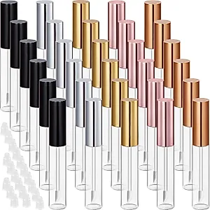 Blulu 30 Piece Lip Gloss Tube 10 ml Empty Refillable Lip Balm Bottle Clear Plastic Lip Gloss Container Reusable Lipstick Bottle with Rubber Insert for Lipstick (Assorted Colors)