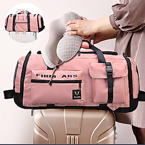 Eslcorri 65L Travel Duffle Bag for Women & Men - 3 in 1 Large Sports Gym Bag with Shoe and Wet Clothes Compartment Multipurpose Weekender Carry On Overnight Backpack for Swimming Yoga Camping -Black