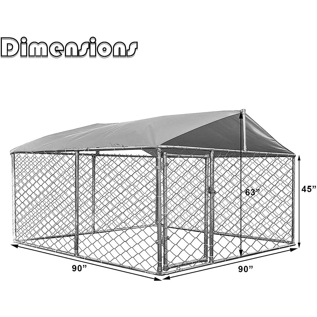 MAGIC UNION Outside Dog Kennels Playpen for Dogs Outdoor Dog Fence with Water-Roof Cover for Backyard Dog Run House (Silver)