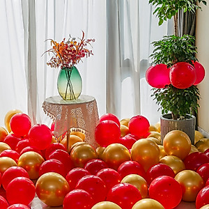 100pcs Red Balloons, 12 inch Red Party Latex Balloons for Birthday Wedding Valentine’s Day Anniversary Party Decorations(With 2 Red Ribbons)