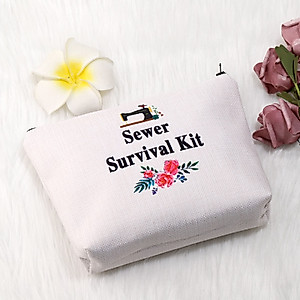 PXTIDY Sewer Survival Kit Sewing Machine Makeup Bag Seamstress Sewing Cosmetics Bag Gift For Quilter or a Woman that Sews Quilting Makeup Zipper Pouch (Sewer)