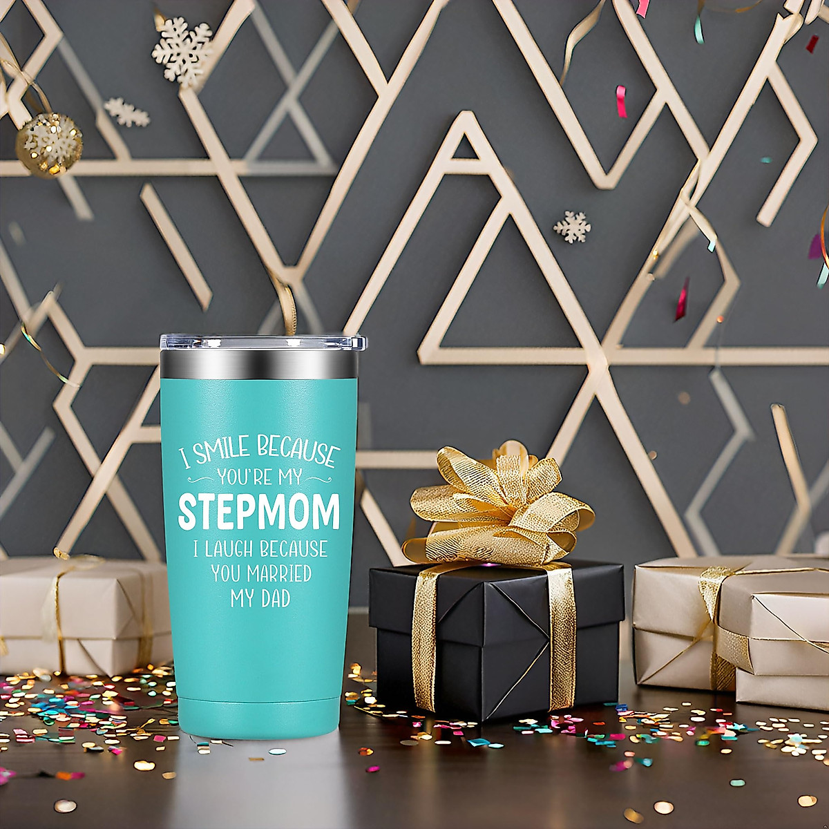 WOELIVE Stepmom Gifts - Best Stepmom Ever Stainless Steel Coffee Mug Tumbler with Lid - Birthday Gift for Bonus Mom, Christmas Gifts for Stepmom, 20oz Insulated Stepmom Tumbler