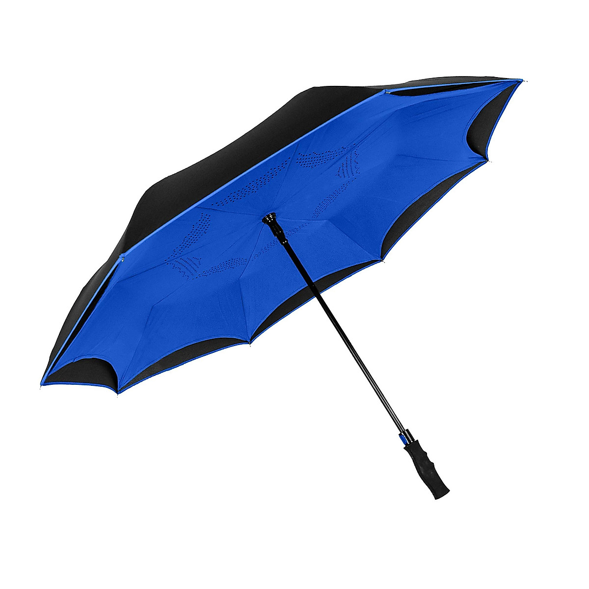 The Inversa Large 48" Reverse Self Standing Windproof Inverted Reversible, Double Layer Canopy Lightweight Travel Umbrella For Women and Men, Portable Umbrella Reverse Close - Royal Blue