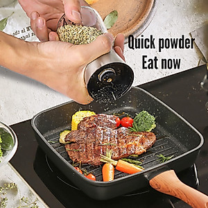 ACMEMAKE Pepper Grinder, Spice Mill with Ceramic Blades, Salt Grinder Refillable, Stainless Steel Dust Cover, Pepper Mill for Kitchen or Outdoor Picnic (180ML)