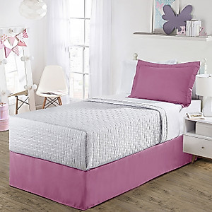Fresh Ideas Kids Twin Bed Skirt - Lux Hotel Tailored Microfiber Bedskirt, Classic 14" Drop Length – Pink
