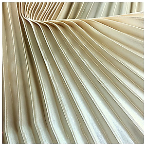 1 Meter Satin Pleated Fabric Line Texture Stripe Accordion Plisse Fabric for Dress Skirt Sewing Material 59 inches Width MM312AM (Apricot)