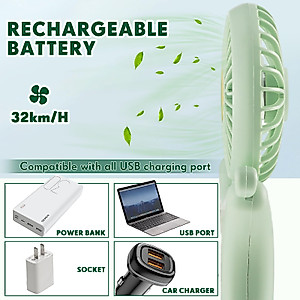 4 Pcs Fan Necklace Portable Mini Personal Fan 108 Degrees Rotating Adjustment Lash Fan 3 in 1 Hand Handheld Hanging Neck Speed Adjustable USB Rechargeable Fan for GWomen Indoor Outdoor Travelling