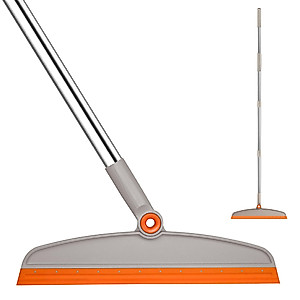 Silicone Broom for Indoor Cleaning Floor Squeegee Scrubber Adjustable Telescopic Pole Professional 180° Rotatable Magic broom for Tile Floor Garage Deck Bathroom Window Floor Wiper