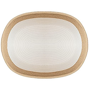 Dougeen Woven Rope Baskets for Storage Organization,Small Rope Baskets for Shelves,Cute Basket for Cube Storage,Woven Rope Basket for Nursery Toy Organizing,Bookcase Rope Basket,Oval Brown&white Set 3