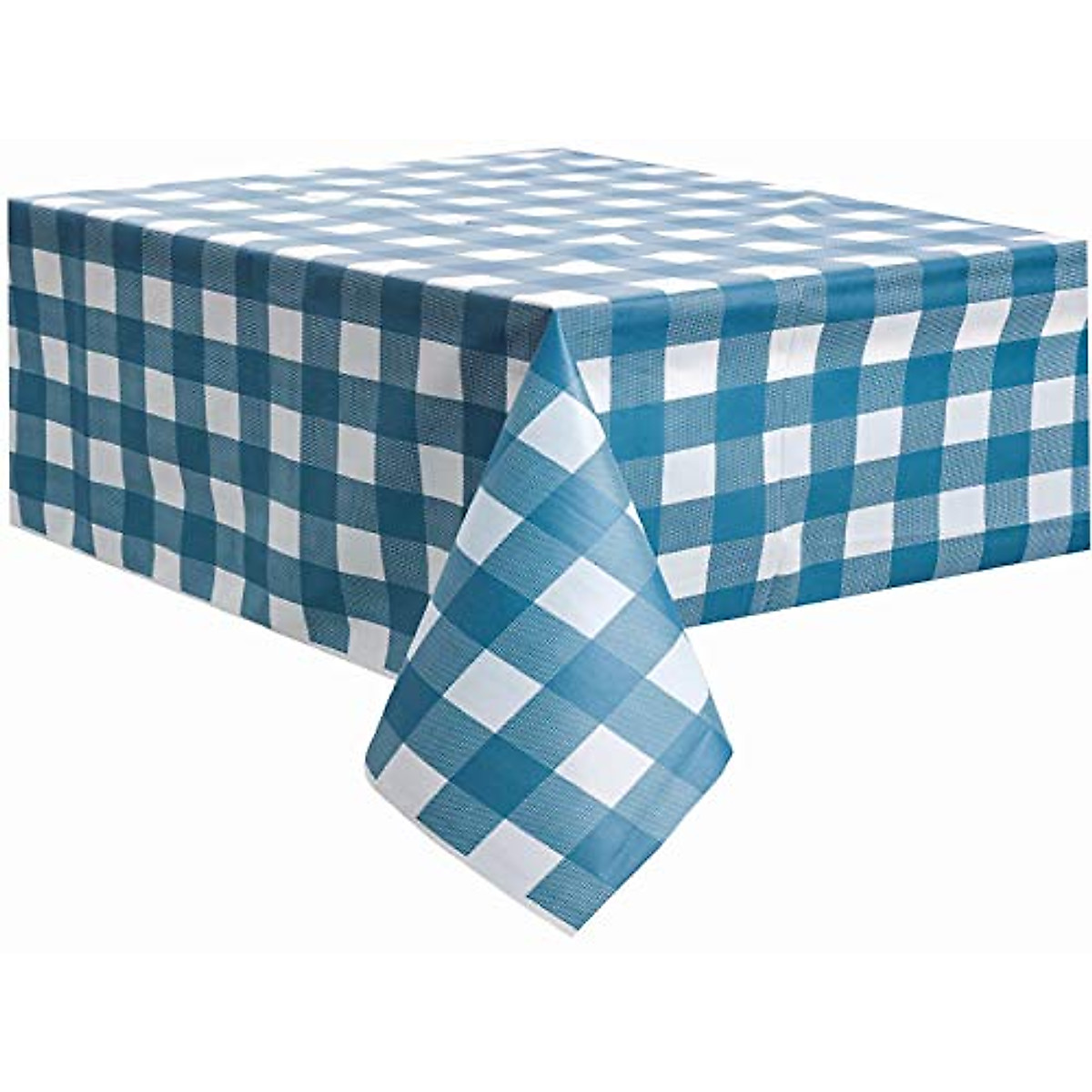Blue Gingham Checkered Plastic Tablecloths 3 Pack Disposable Table Covers 54 x 108 Inches Party Tablecovers PEVA Vinyl Buffalo Plaid Table Cloths for Rectangle Tables Upto 8 ft and Picnic Barbecue