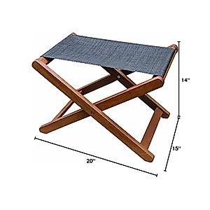 Outdoor Interiors Sling and Eucalyptus Ottoman/Stool
