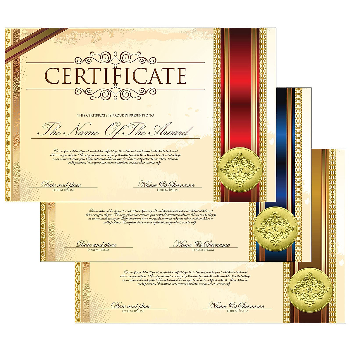 100 Pieces Embossed Gold Foil Certificate Seals Envelope Gold Foil Seals Embossed Stickers for Wedding Invitations Certificates Envelopes Students, Flower Pattern