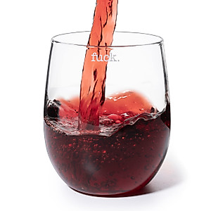 F*CK Wine Glass Single Set, Large 11 oz Glasses, Fuck Fucking Glass Unique Italian Style Tall Stemless for White & Red Wine, Water, Novelty Tumbler, Gifts, Comedy Beautiful Glassware (Stemless)