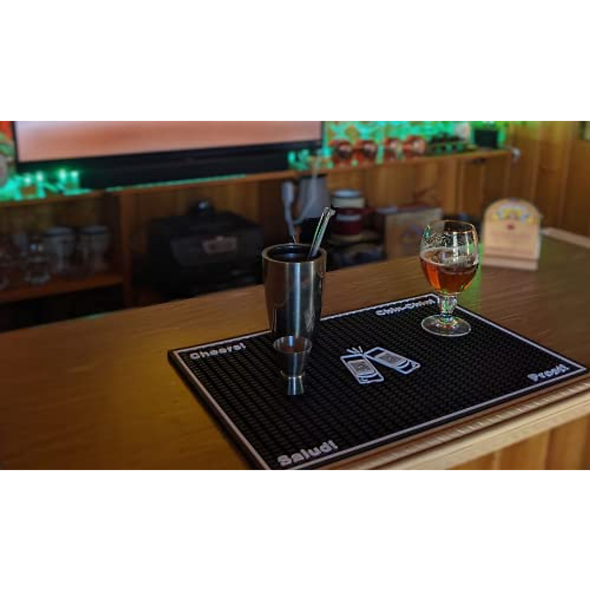Tequixtum iM@t Bar Spill Mat for Countertop, AI in Your Home Bar with Bartend-AI, Your Own Bartender Assistant! & Cheer Up Spinning The Drink-Roulette on Your Phone/Tablet Scanning QRC Printed on Mat