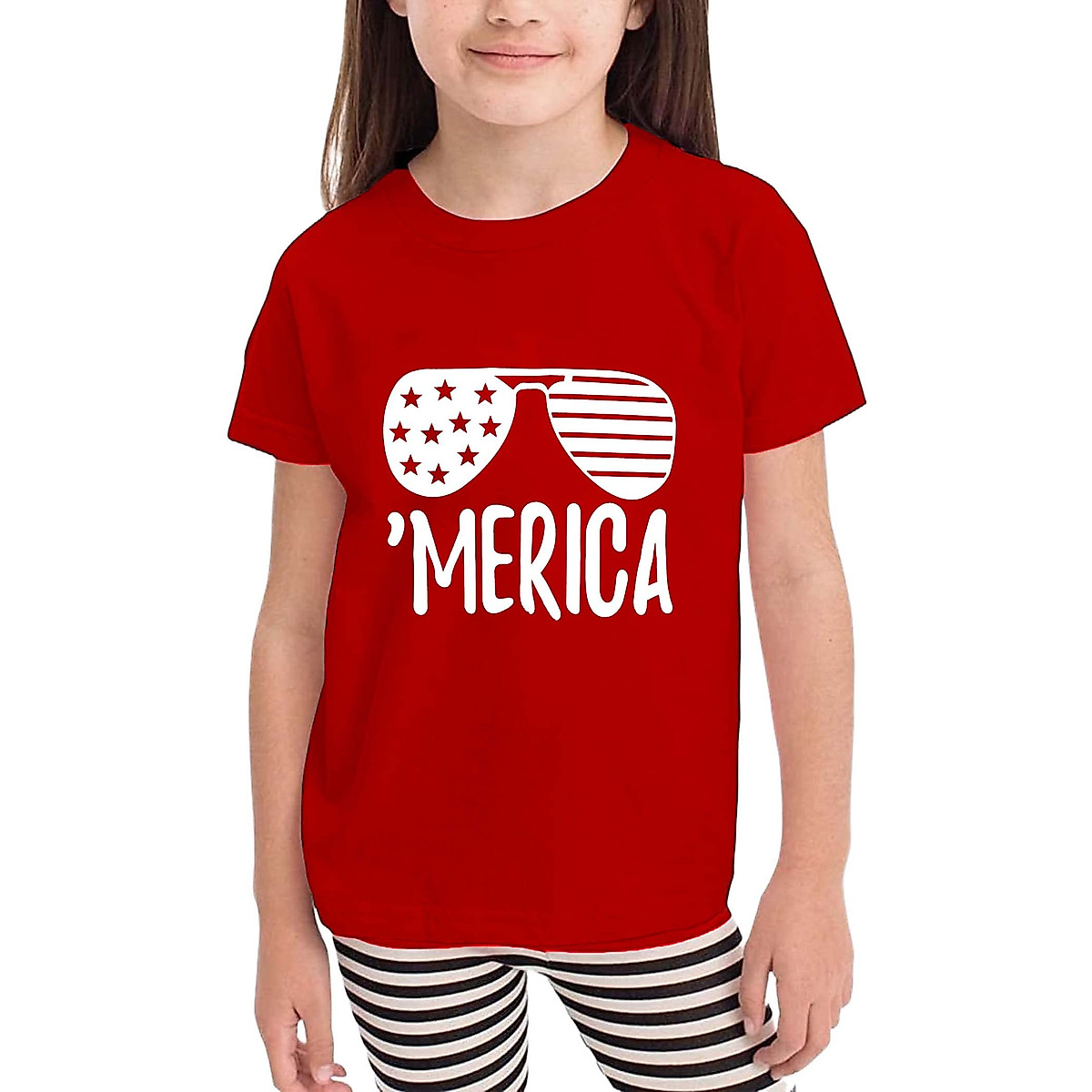 American Flag Shirt Toddler Boys Girls Patriotic Tees Shirt 4th of July T-Shirt Summer Short Sleeve Tee Tops(Dark Grey,120)