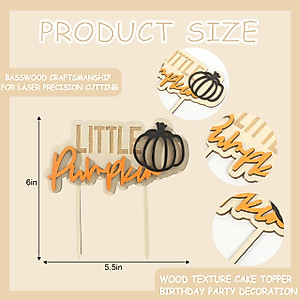 BOOMPA Little Pumpkin Wooden Cake Topper for Halloween - Wooden Cake Topper for Pumpkin Theme Party - Eco-Friendly Wooden Pumpkin Cake Topper - Fall Harvest Little Pumpkin Cake Topper