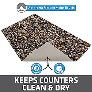Drymate Coffee Maker Mat, (Coffee Station Bar Accessory) Protects Kitchen Countertops From Spills, Stains & Scratches - Absorbent/Waterproof/Machine Washable (USA Made) (12” x 20”) (Coffee Beans)