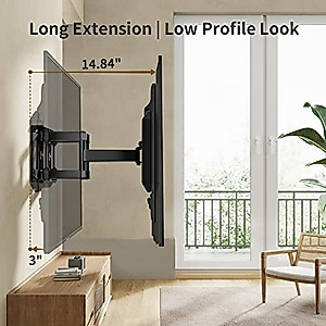 TV Wall Mount Full Motion for Most 37-75 inch OLED QLED 4K Flat/Curved TVs-Sturdy TV Mount Dual Articulating Swivel Tilt Holds up to 132LBS Max VESA 600x400mm- 8/16inch Wood stud Wall Mount TV Bracket