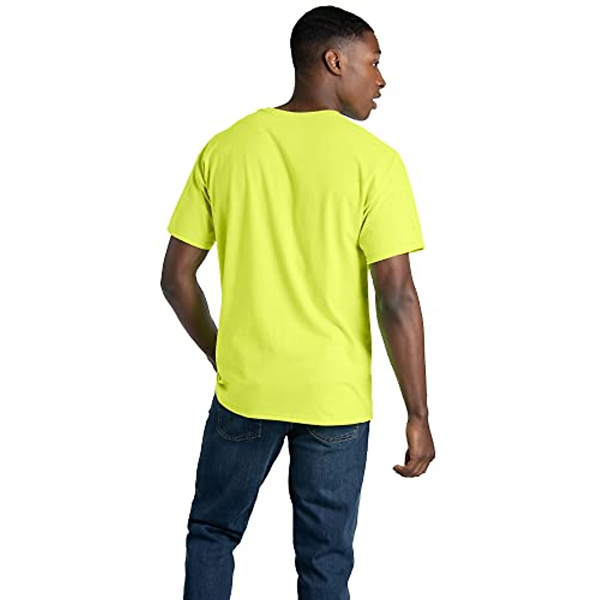 Fruit of the Loom Men's Eversoft Cotton T-Shirts (S-4XL), Crew-2 Pack-Safety Green, Large