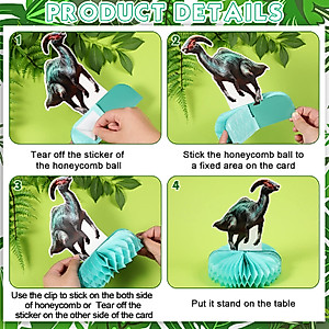 10 Pcs Dinosaur Centerpieces For Birthday Party 3D Dino Honeycomb Table Decorations Safari Jungle Animal Theme Baby Shower Table Paper Topper Stand Decor For Boys Girls Kids