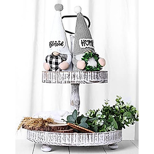 Upltowtme Farmhouse Crochet Gnomes Summer Blessed Home Swedish Tomte Gnomes with Greenery Stuffed Heart for Kitchen Room Tiered Tray Shelf Decorations Rustic Housewarming Birthday Idea 2PC