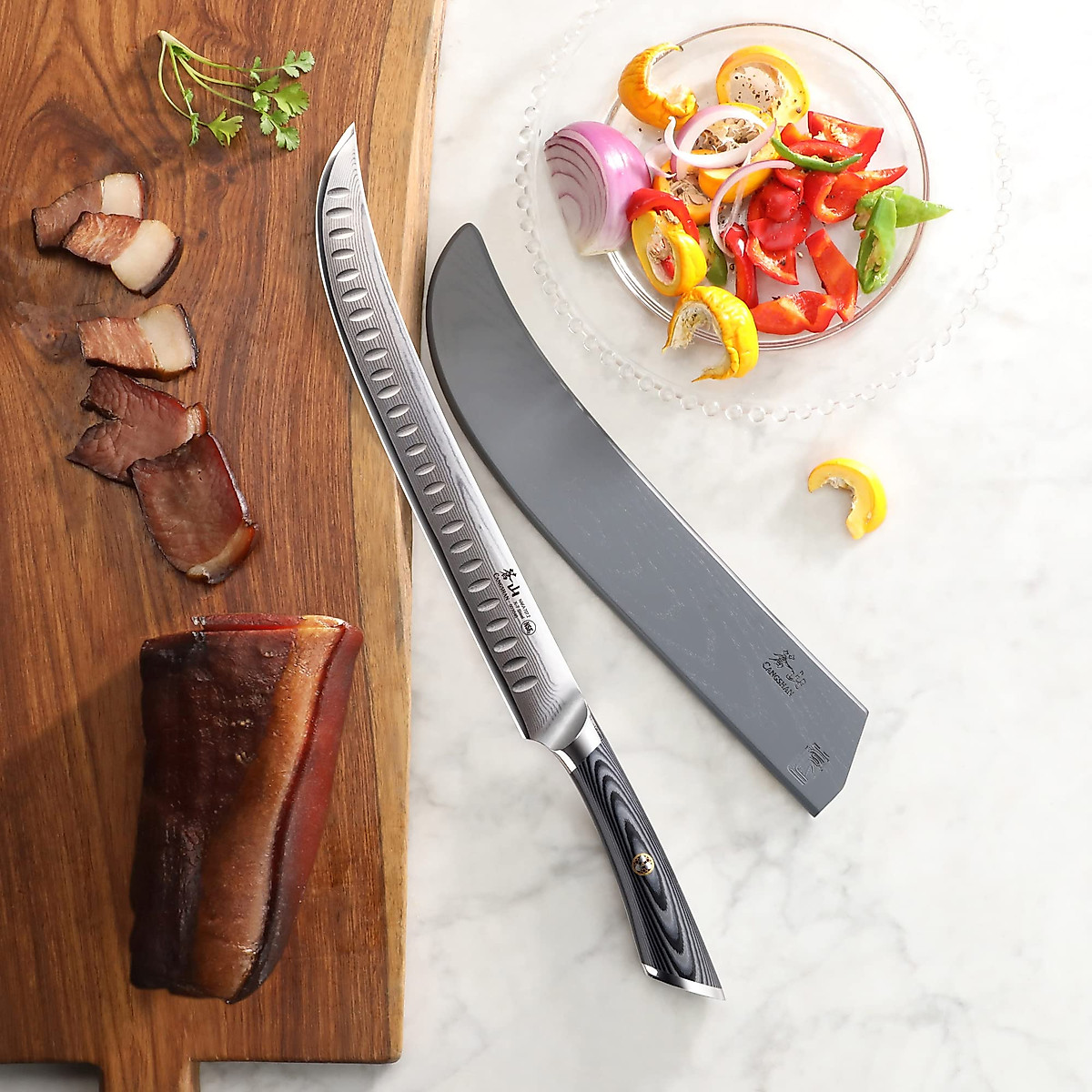 Cangshan NAKA Series 12-inch Butcher Knife with Sheath, Forged X-7 Steel, 503046