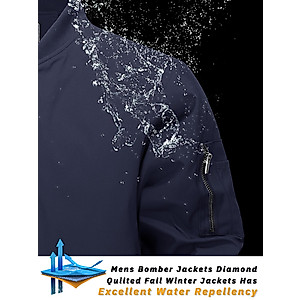 TACVASEN Mens Bomber Jackets Winter Softshell Jacket Water-Resistant Winter Coats for Men Casual Windbreaker Jackets Navy Blue